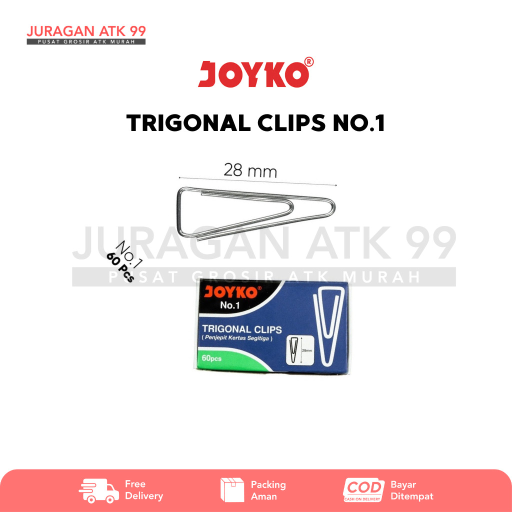 Jual Trigonal Clips Joyko NO.1 / Klip Penjepit Kertas Segitiga Joyko NO ...