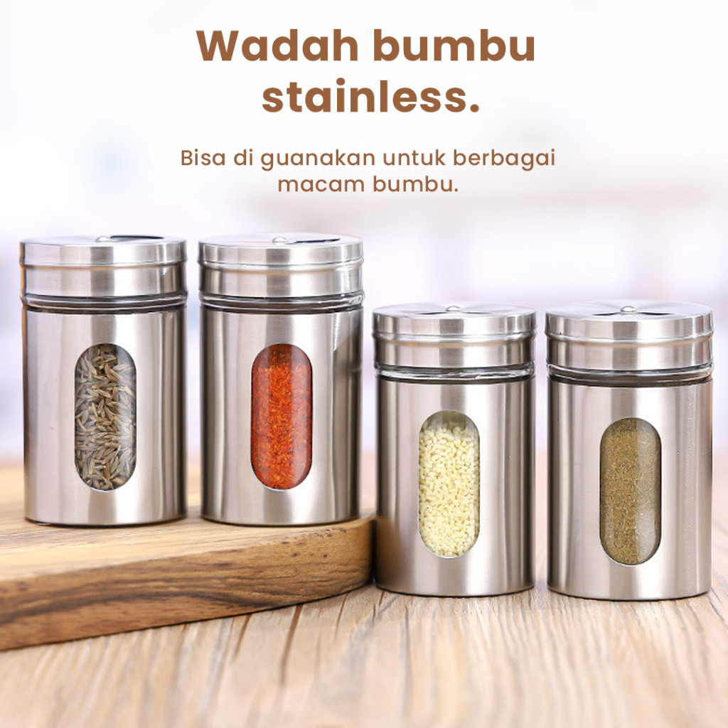 Jual Wadah bumbu botol Kaca Lada jinten Garam Cabe bubuk Tabur ...