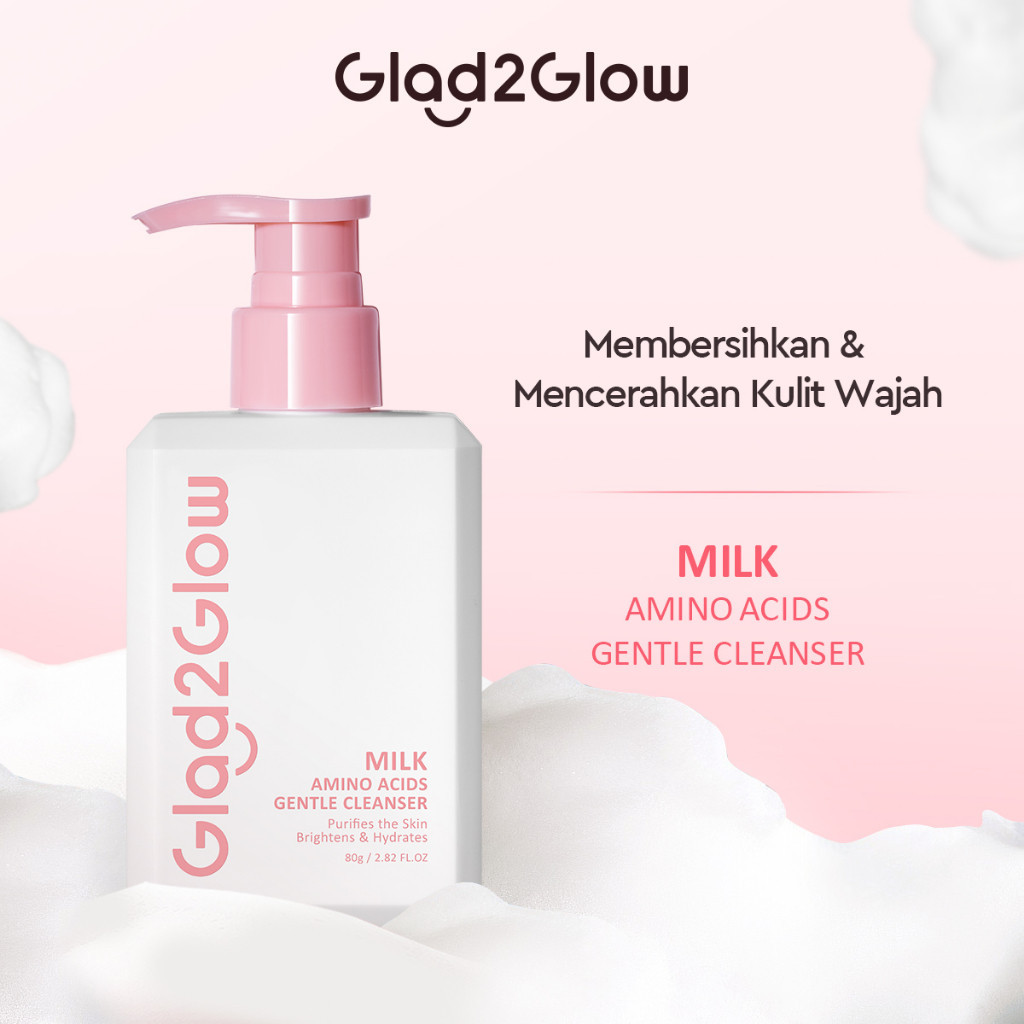 Jual Glad2Glow G2G Milk Amino Acid Gentle Cleanser Face Wash 80ml ...