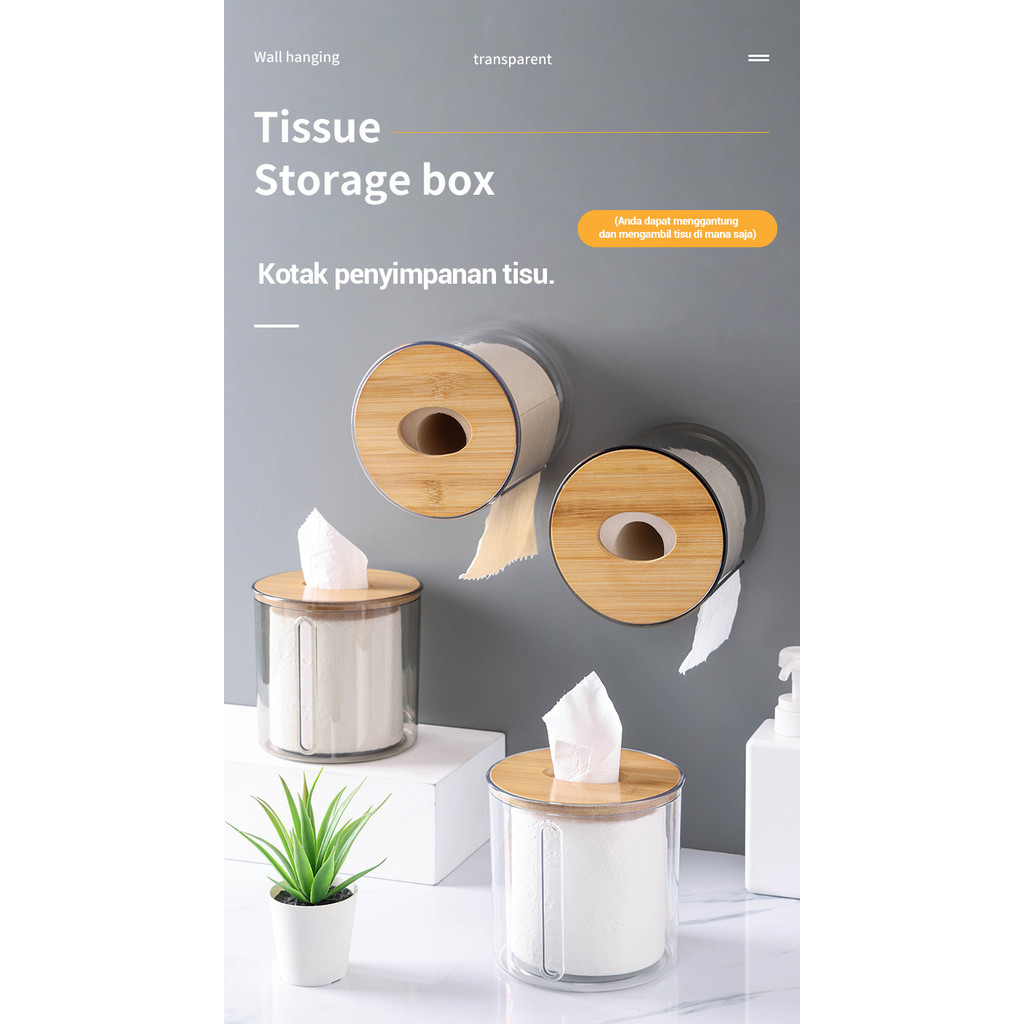 Jual Plus One - Kotak Tissue Tutup Kayu Roll 2in1 ( Tempel Dinding dan ...
