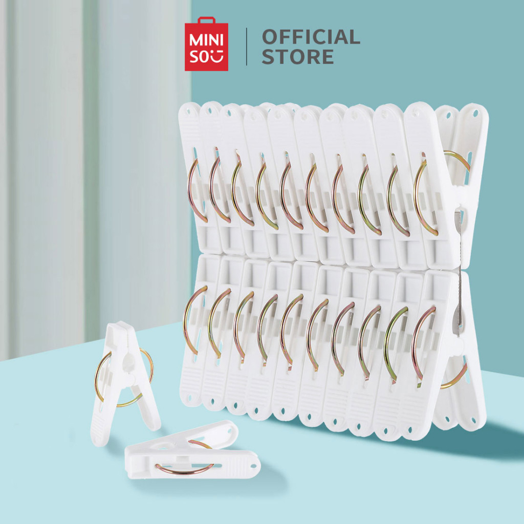 Jual MINISO Hanger 20 pcs Klip Simpel Untuk Pengeringan Pakaian Laundry ...
