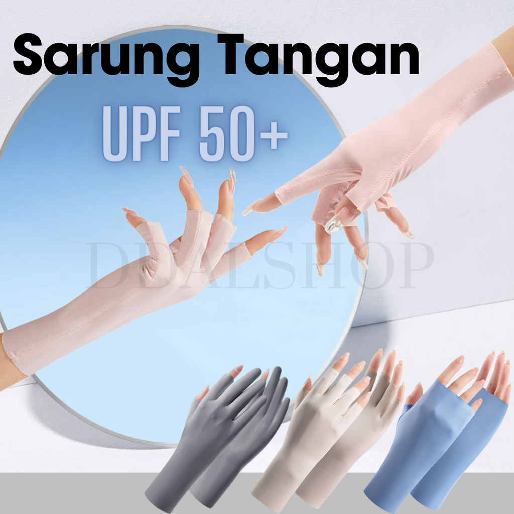 Jual Sarung Tangan Setengah Jari Anti Panas Matahari Gloves Pelindung Sun Protection UV UPF 50 ...