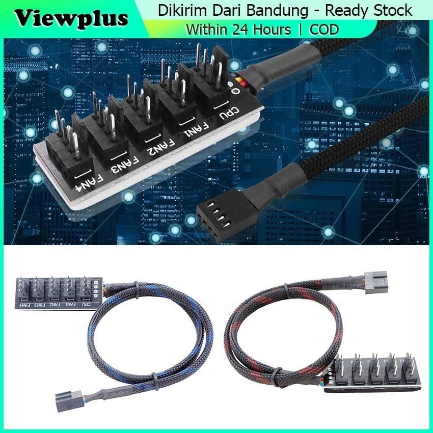 Jual Fan HUB 5 Port Kabel Splitter PC 4 pin 1 to 5 fan PWM Hub Cable ...