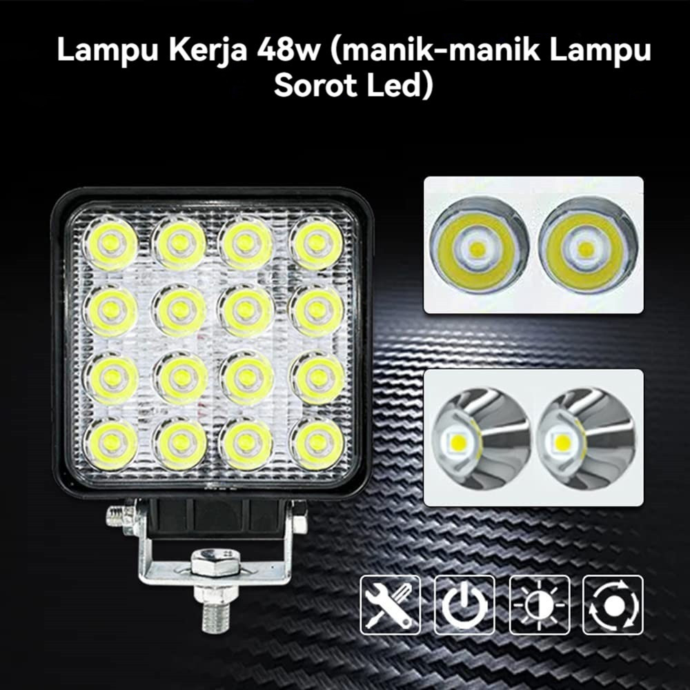 Jual Lampu LED Sorot Tembak Tebal Worklight Mobil Motor 48 Watt 16 ...