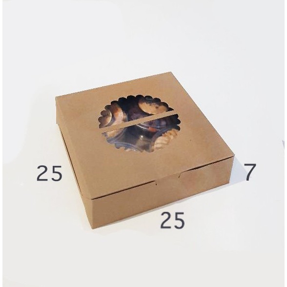Jual BOX KUE WINDOW 25x25 LAMINATED Dus roti kotak dos Kardus Coklat ...