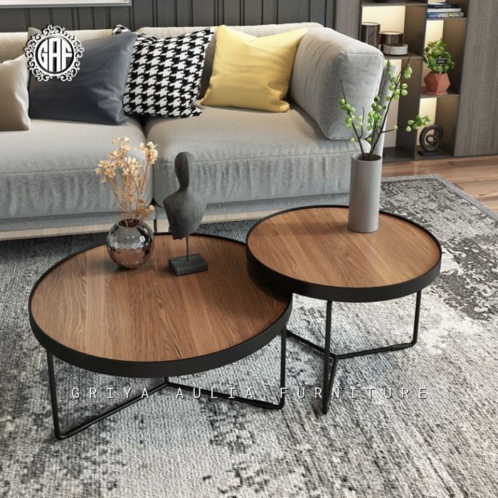 Jual NESTING COFFE TABLE - MEJA TAMU BULAT KAYU JATI - MEJA KOPI BUNDAR ...