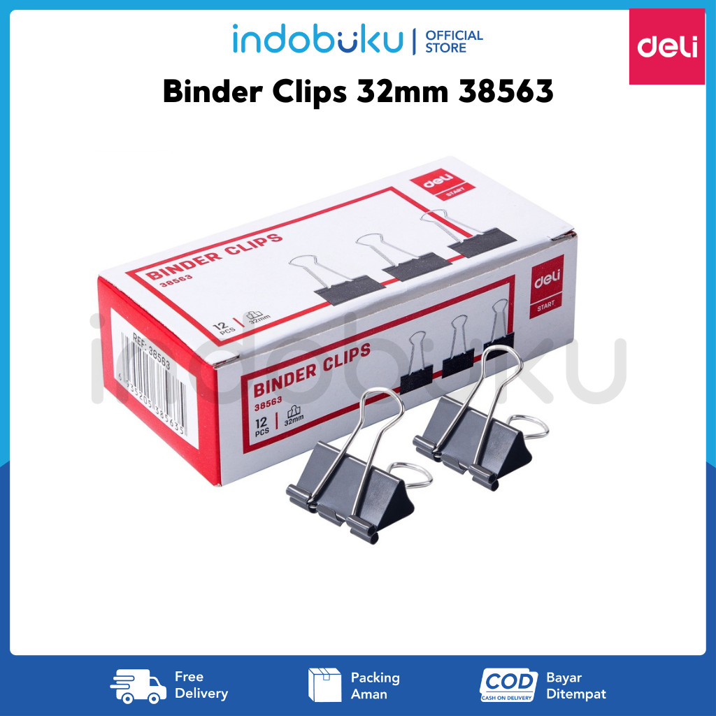 Jual Binder Clips Deli 32mm 38563 (1 Box Isi 12pcs) | Shopee Indonesia