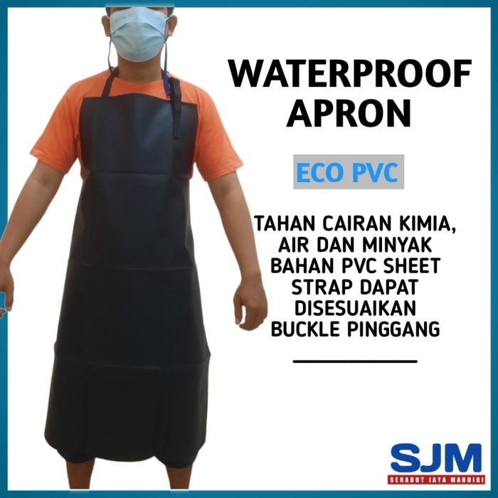 Jual Apron Pupuk Industri Clemek PVC Satu Sisi HITAM Doff Anti Cairan ...