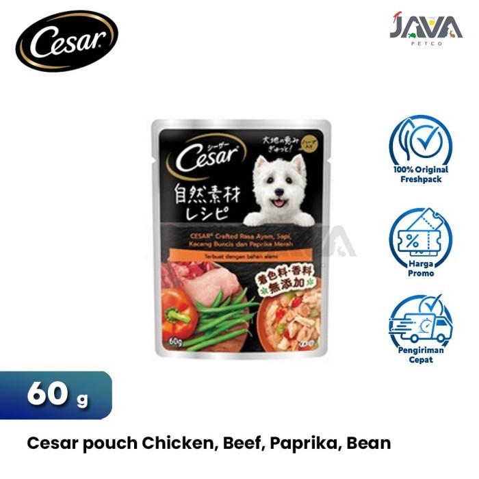Jual Cesar Pouch 60gr Rasa Ayam, Sapi, Paprika/ Wet Food/ Makanan ...