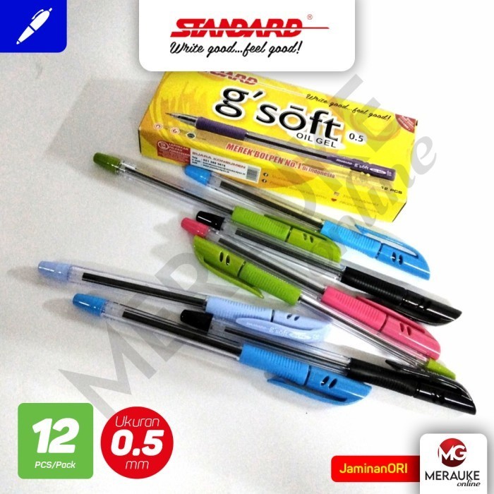 Jual Ballpoint STANDARD G'SOFT 0.5 - Hitam 12 Pcs | Shopee Indonesia