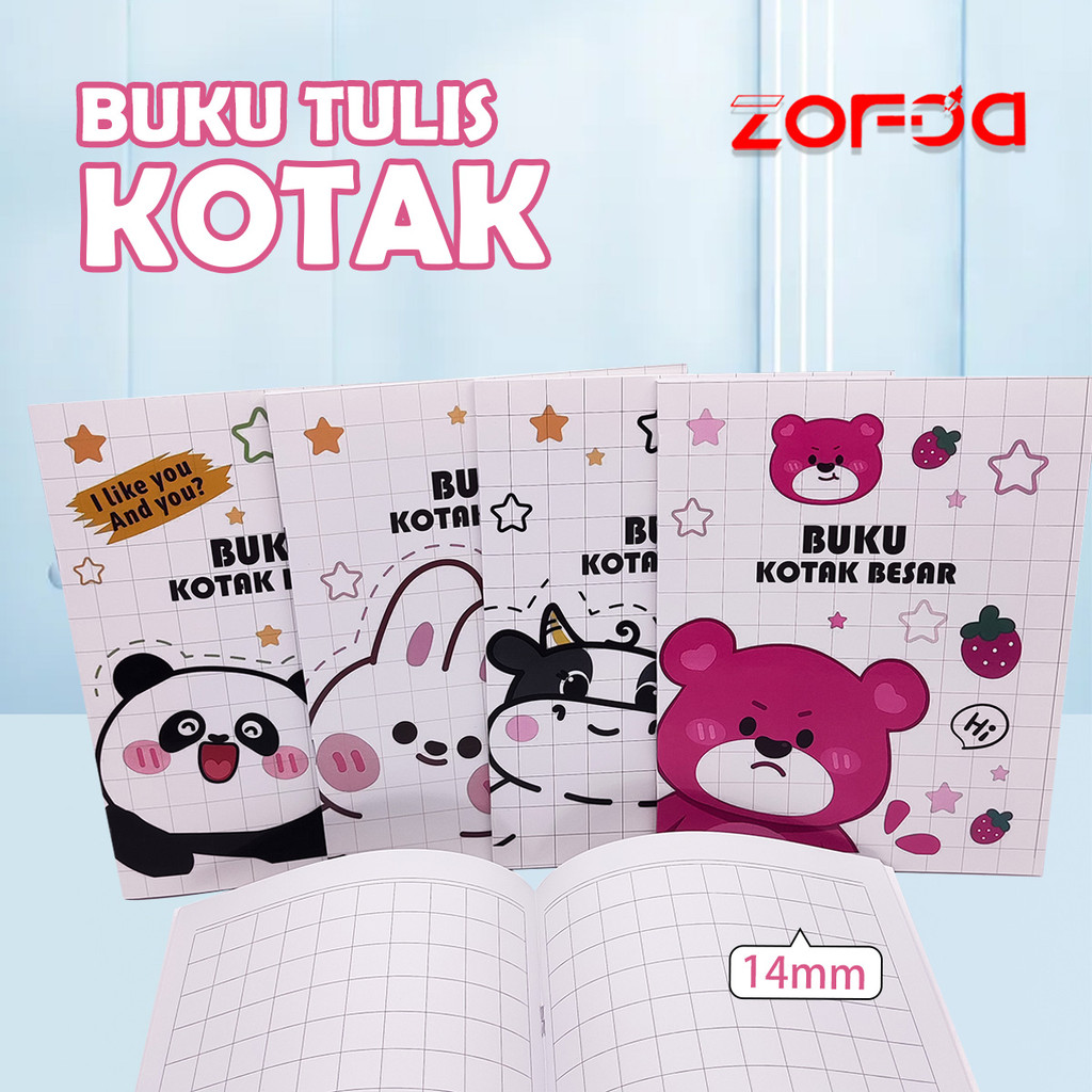 Jual [5/10/14mm Grid]Notebook Kartun Buku Tulis Kotak Note Book Murid ...