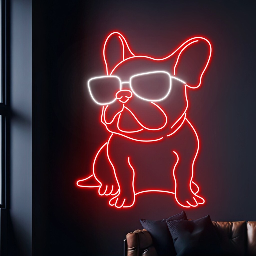 Jual Bulldog In Glasses Neon Sign Led Light Pet Wall Room Neon Sign ...