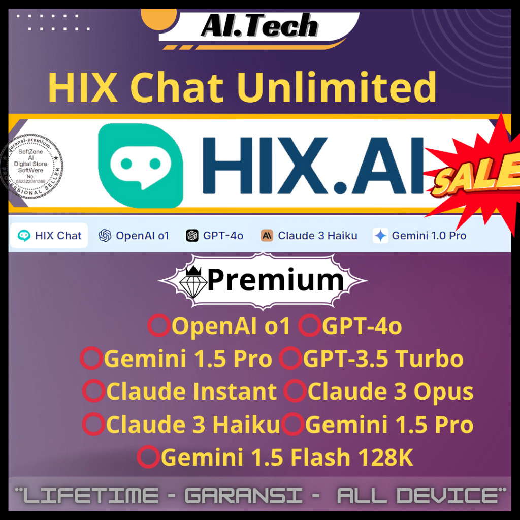 Jual HIX Chat {Unlimited Plan} All in one platform Chat AI ,Chat Gpt,Cloude ai, Gemini Advance ...