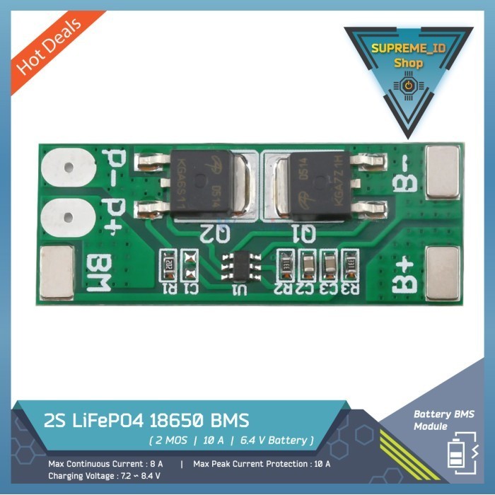 Jual 2S Lithium Iron Phosphate LiFePO4 BMS Battery Charger Module| 6.4V ...