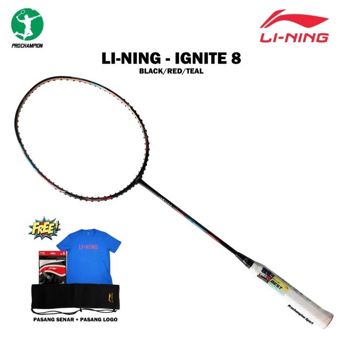 Jual Raket Badminton Lining Ignite 8 Black Red Teal | Shopee Indonesia
