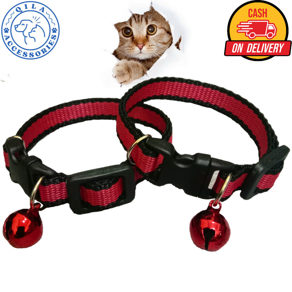 Jual QiLa Accessories Kalung Kucing Lonceng Karakter Motif Garis Dua ...