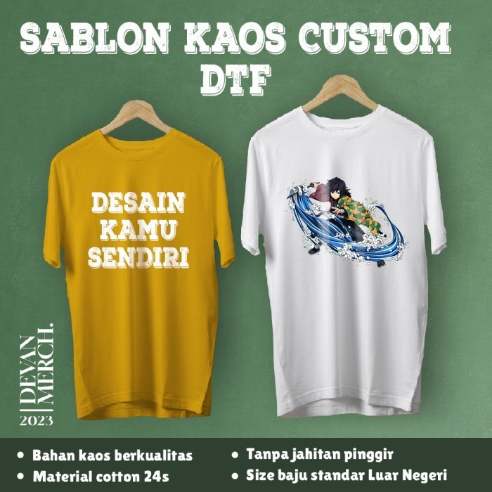 Jual CETAK/SABLON KAOS PREMIUM CUSTOM SATUAN DTF COTTON COMBED 24S | Shopee Indonesia