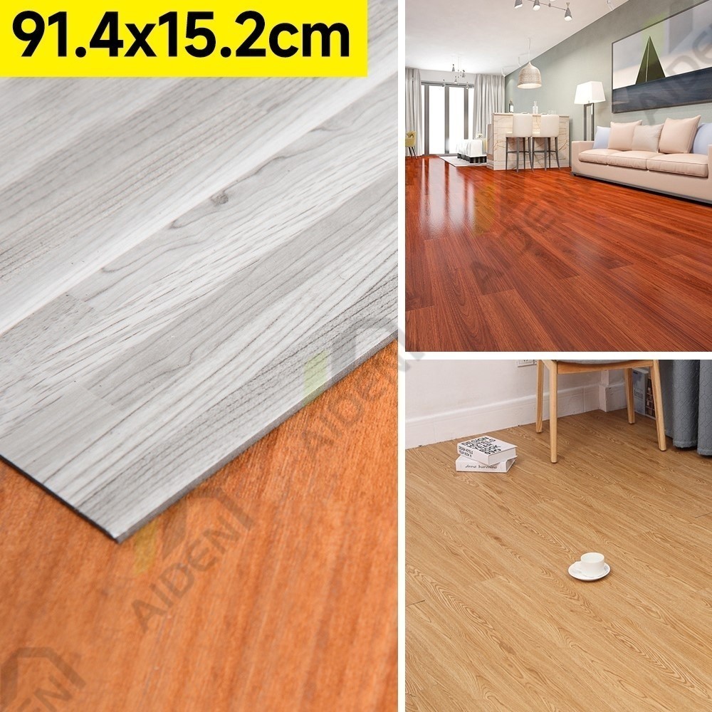 Jual Lantai Vinyl Karpet Floor Stiker 91.4cm x 15.2cm Motif Kayu Minimalis Aesthetic Tebal Ruang ...