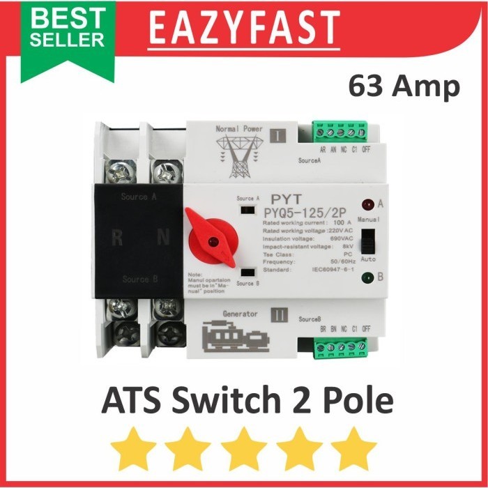 Jual ATS Automatic Transfer Switch 2P 4P Saklar Auto Otomatis PLN ...