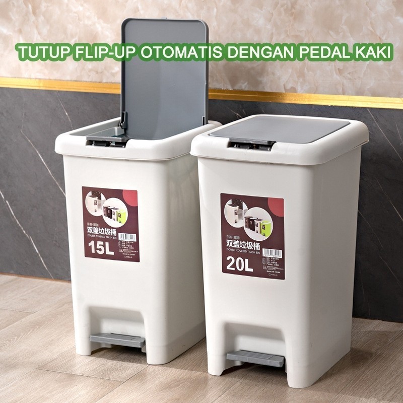Jual Tempat Sampah Injak 8L /10L/15L/20L Tong Sampah Plastik Tertutup Trash Bin Kotak Sampah ...
