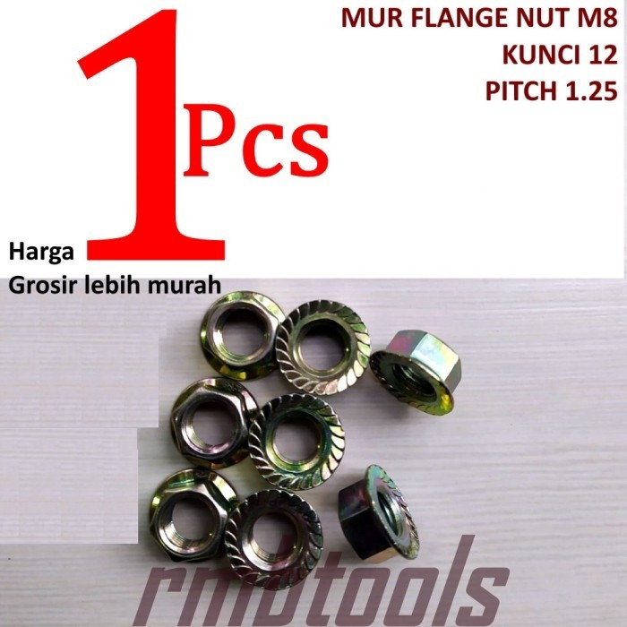 Jual MUR FLANGE NUT M8 KUNING KUNCI 13 PITCH 1.25 | Shopee Indonesia