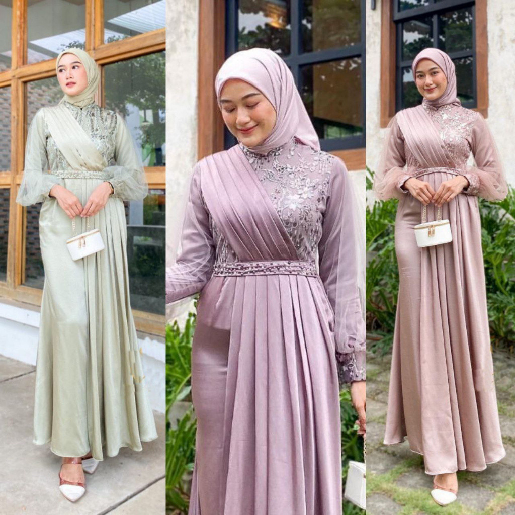 Jual Gamis Pesta Mewah Adeeva Dress Baju Pesta Muslim Seragaman Bridesmaid Dress Brokat Mewah ...
