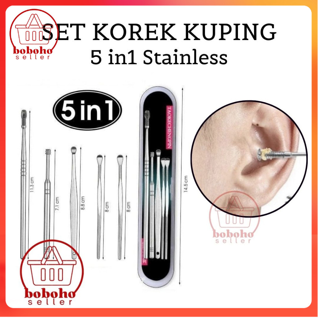 Jual Korek kuping Alat Pembersih kotoran telinga ear wax 5 in 1 ...