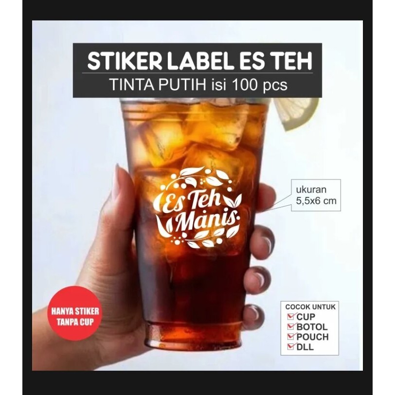 Jual Stickers transfaran kemasan ES TEH tinta putih | Shopee Indonesia