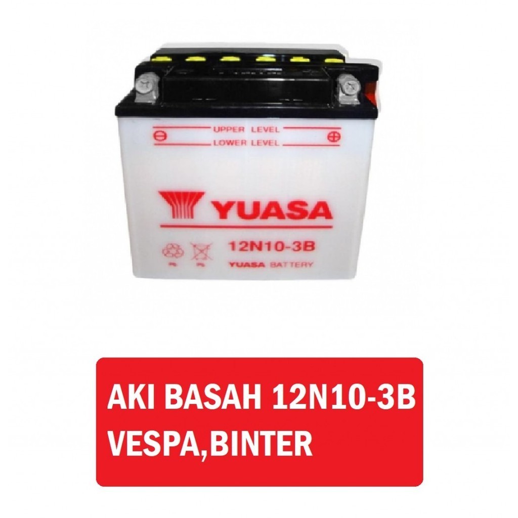 Jual Aki Basah 12N10-3B-A Kit 10Ah 12V Vespa,Binter YUASA1 | Shopee Indonesia