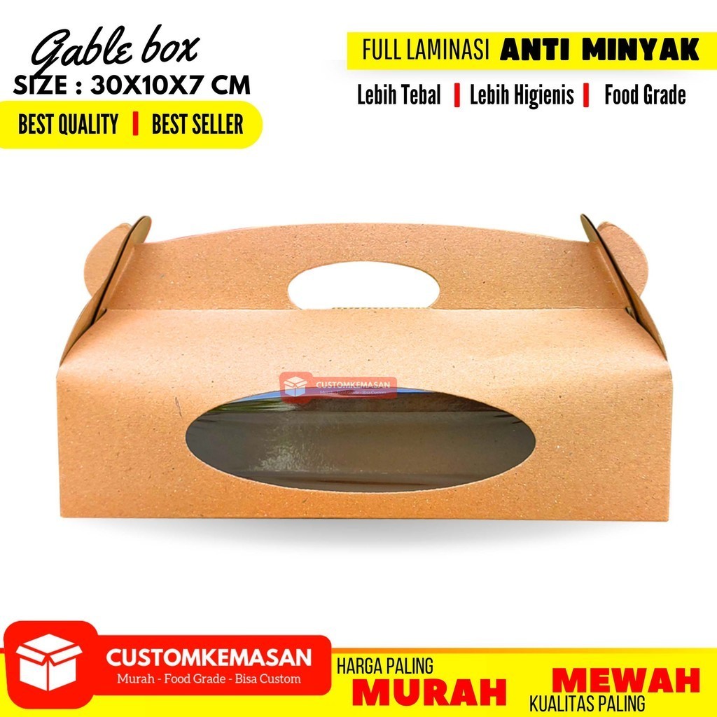 Jual Box 30x10x7/ Gable Box 30x10x7 / Dus Brownies / Kemasan Strudel / Kemasan roti / Kemasan ...