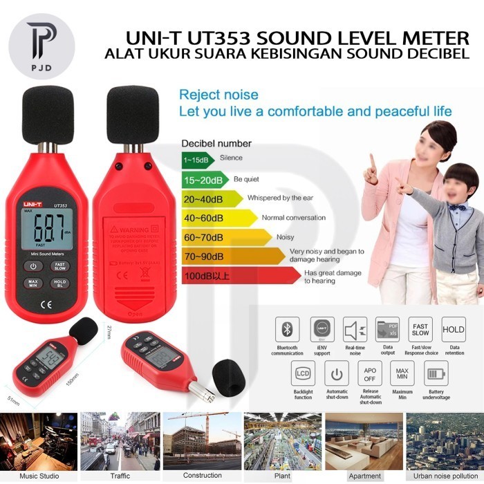 Jual Sound Level Meter Uni-T UT353 Alat Ukur Suara Kebisingan Sound ...