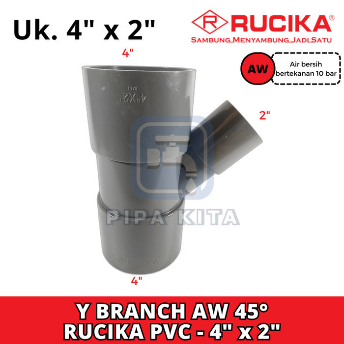 Jual Y Branch AW 4 x 2 Inch RUCIKA PVC TY 45 Derajat Y 45° | Shopee Indonesia