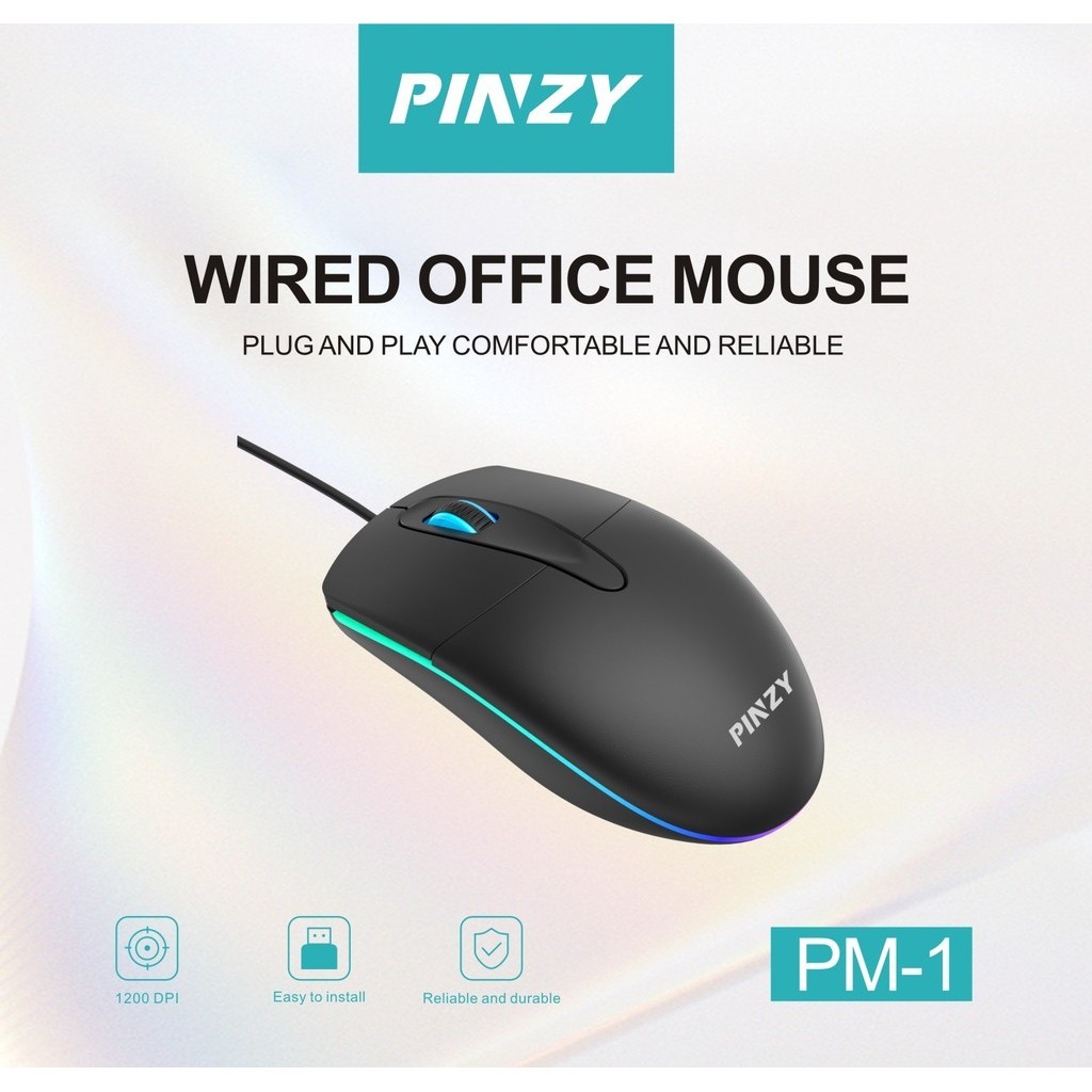 Jual PINZY PM-1 Mouse LED Wired Business Office 1200DPI Mouse Kabel USB ...