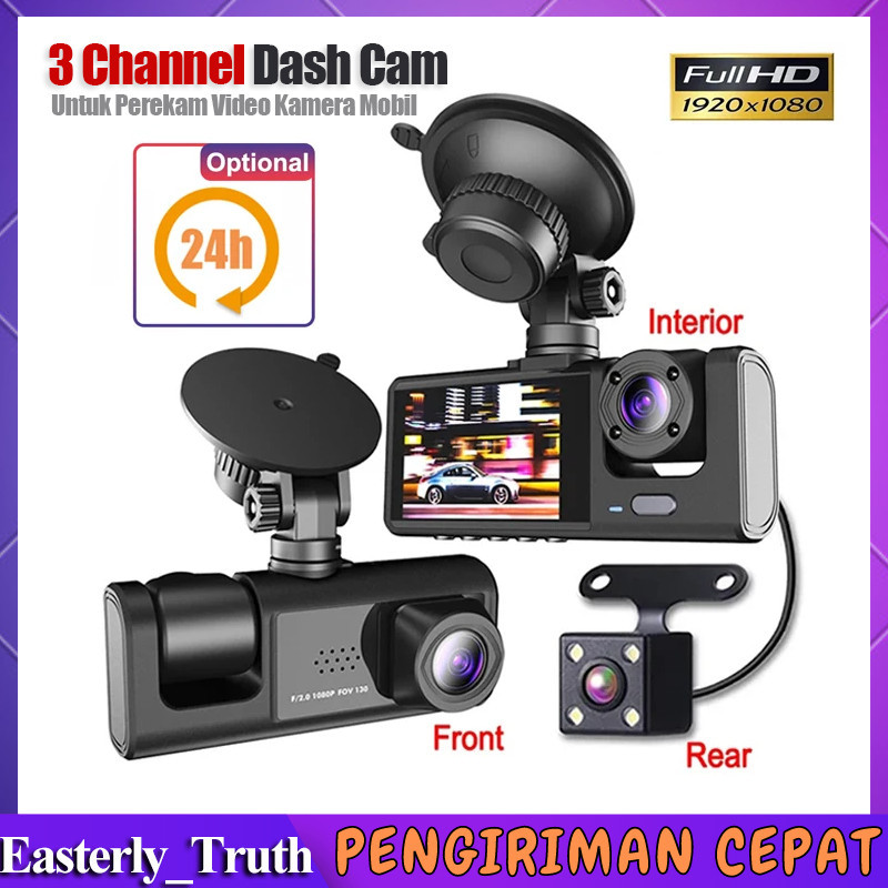 Jual 3 lensa Dashcam 1080P Full HD Night Vision G-Sensor 24 Hours ...
