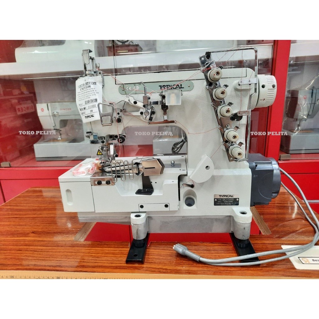 Jual Mesin Jahit Servo Overdeck Kaos Typical GK31500D-02BB Meja Coklat ...