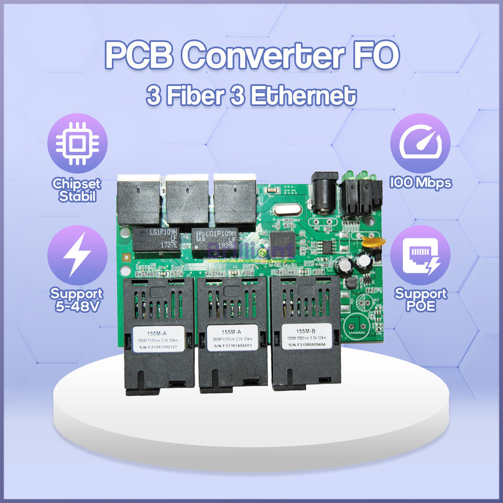 Jual 10/100M single mode 3FO 3LAN 3F3E Reverse POE Media Converter HTB Green Board | Shopee ...