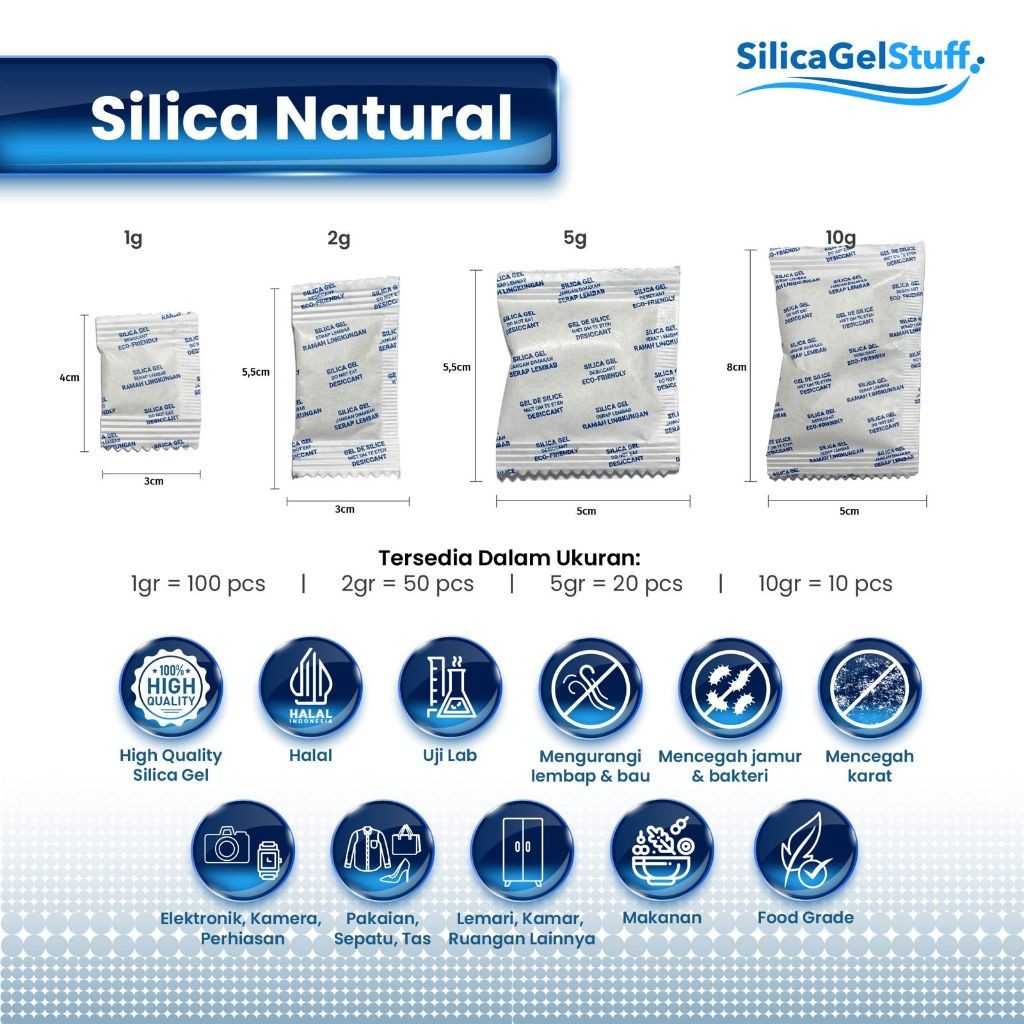 Jual Silica gel natural 1 pack isi 100 sachets | Shopee Indonesia