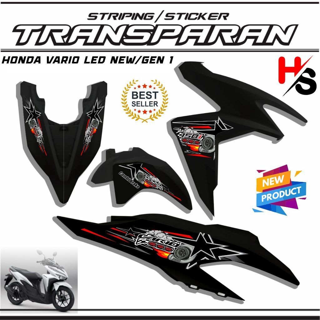 Jual STIKER STRIPING TRANSPARAN MOTOR HONDA VARIO LED NEW GEN 1 MOTIF BARU VARIASI DIESEL A3 ...