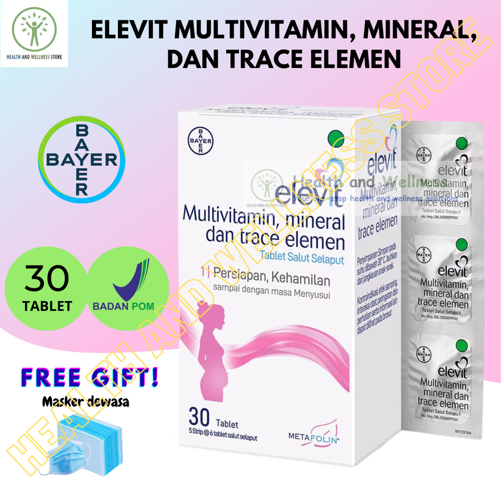Jual ELEVIT MULTIVITAMIN MINERAL TRACE ELEMEN 30 TABLET SUPLEMEN ...