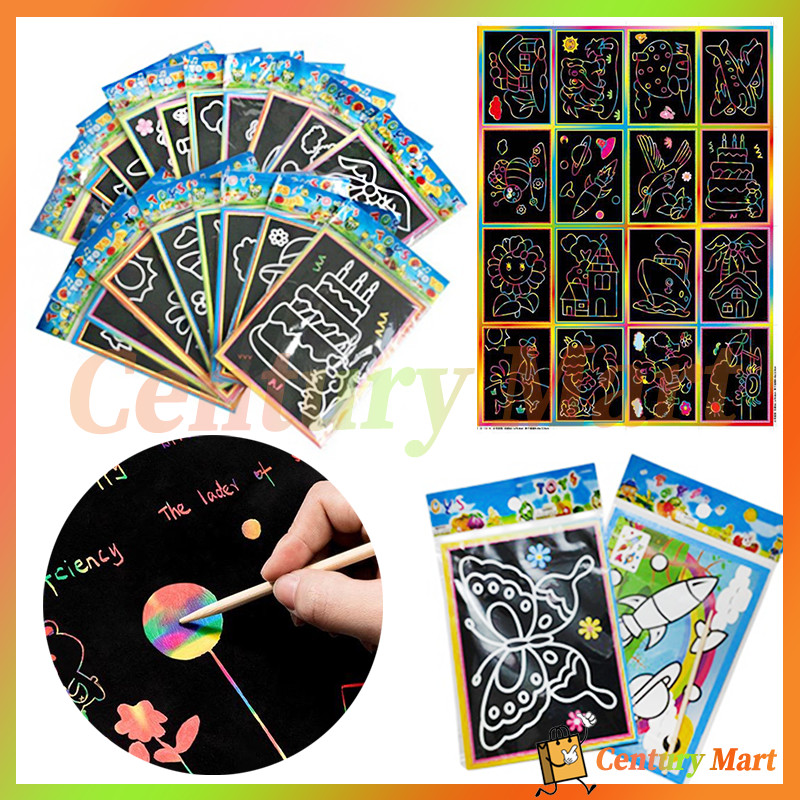 Jual mainan gosok mewarnai /DIY coloring scratch edukasi /Mainan ...