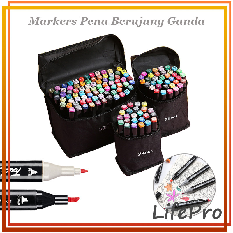 Jual 24/48/80 Warna Sketsa Spidol Umum General Marker Set Animation ...