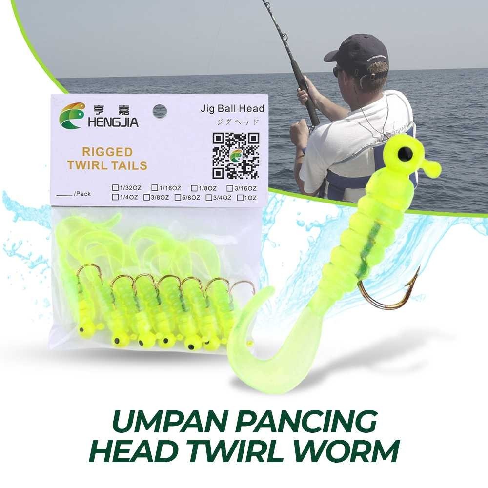 Jual Umpan Pancing Ikan Sea Bass Soft Bait Lure Rigged Twirl Tails 1 ...