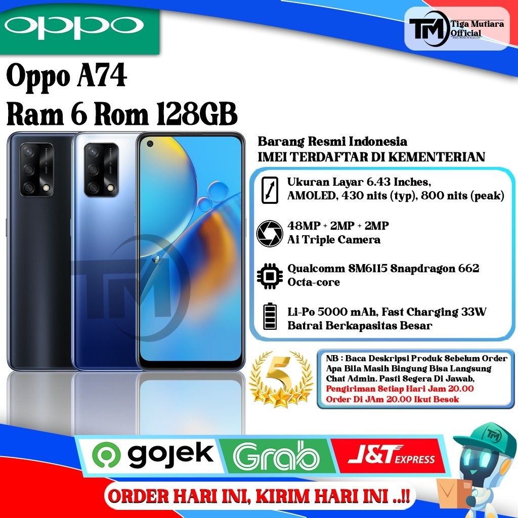 Jual Oppo A74 Ram 6 Rom 128GB Segel Original & Bergaransi Resmi | Shopee Indonesia