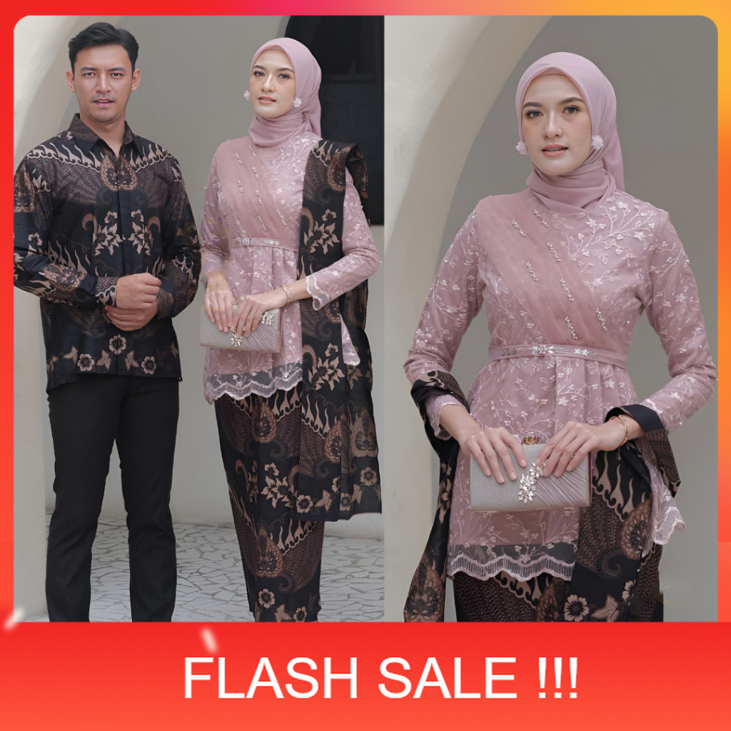 Jual PROMO New Sett Set Couple Kebaya Modern Zafina Warna Mauve Wisuda Tunangan Lamaran ...