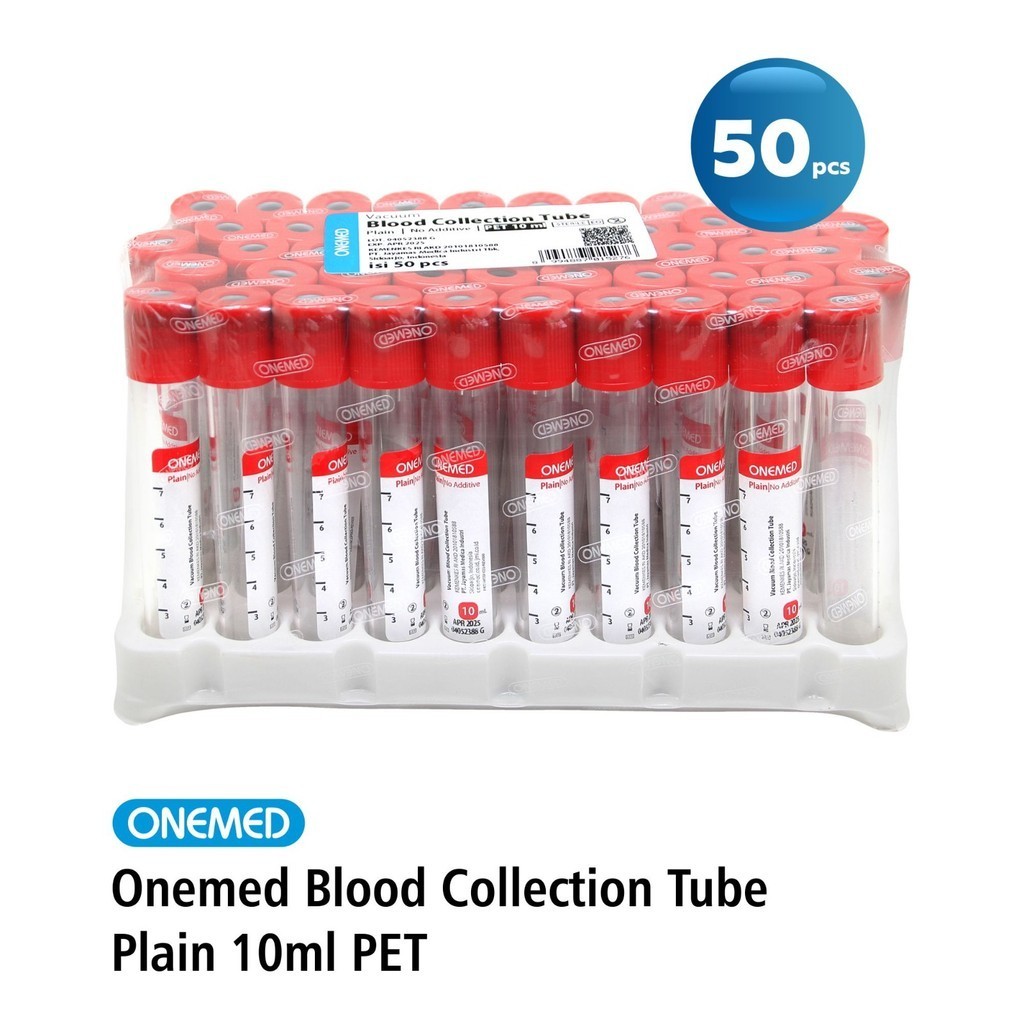 Jual Tabung Darah Blood Collection Tube Plain PET 10ml OneMed Box Isi ...
