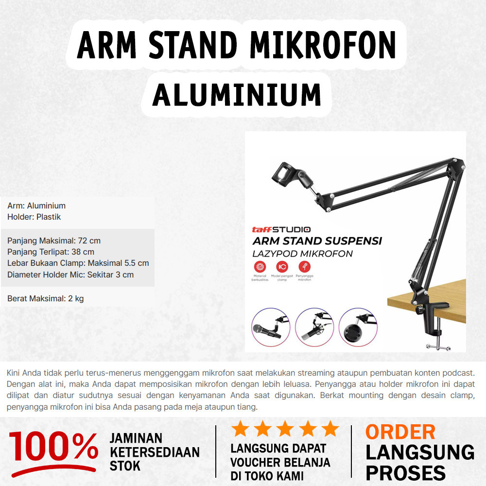 Jual Arm Stand Lazypod Mic Suspensi dengan Clamp Meja Panjang Max Arm 70 cm | Shopee Indonesia