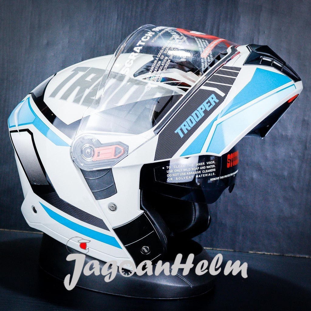 Jual STUDDS HELM TROOPER D1 | GREY N1 BLUE | MODULLAR DOUBLE VISOR ...