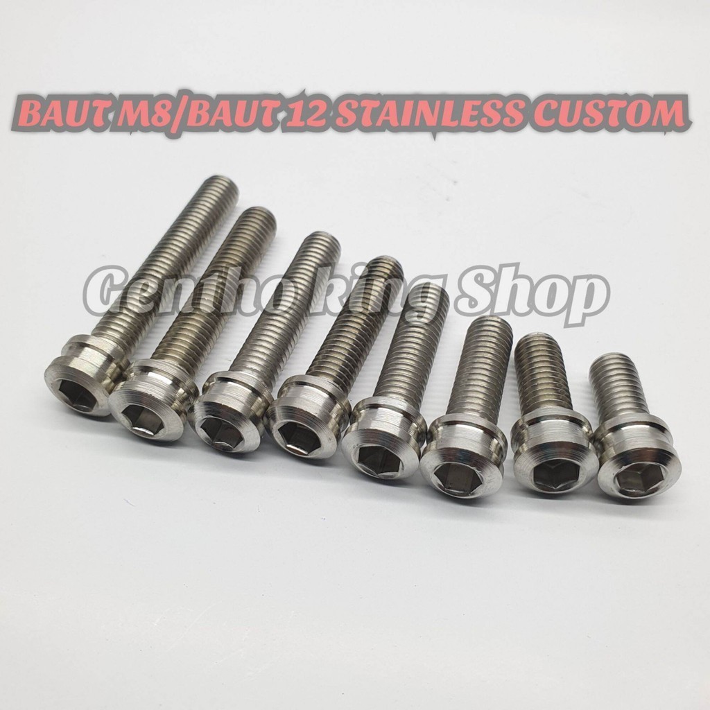 Jual BAUT L M8/ BAUT 12 CUSTOM PROBOLT STAINLESS 304 UNIVERSAL ALL MOTOR | Shopee Indonesia