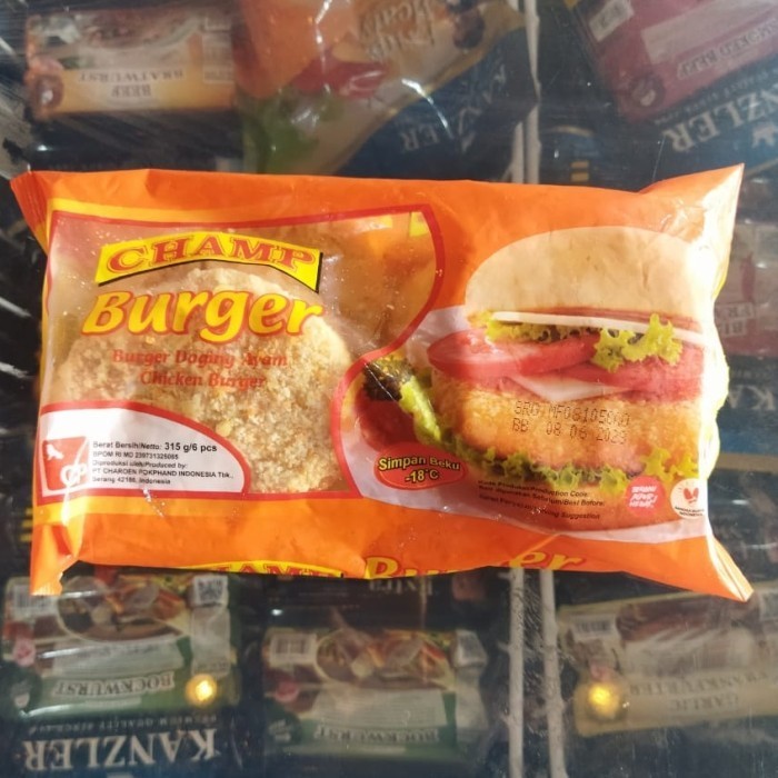 Jual Champ Chicken Burger 315g isi 6 pcs | Shopee Indonesia