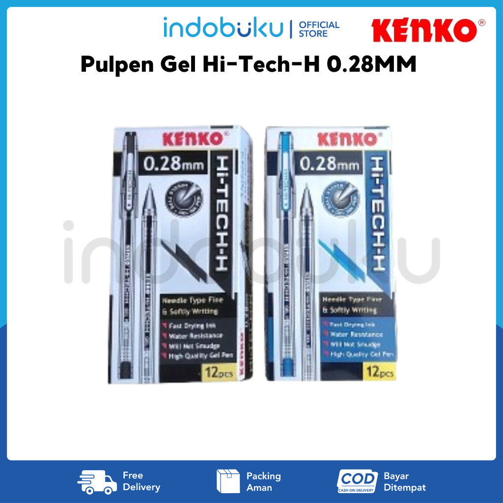 Jual Pulpen Gel Hi-Tech-H 0.28MM Hitam & Biru Kenko ( 1 Pack Isi 12Pcs ...